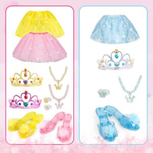 Meland Princess Dress Up for Girls - Dress Up Clothes for Girls with Princess Shoes, Princess Toys for Girls 3,4,5,6 Year Old