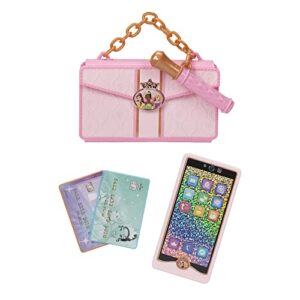 disney princess style collection phone includes 1 play phone, 1 clutch case, 1 play lip gloss with lid and 2 play credit cards