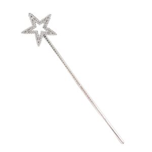 myubwtf silver 13 inches star wand elf baton, angel star magic wand, silver fairy princess plating, silver stars stick