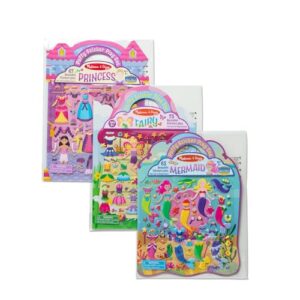 Melissa & Doug Puffy Sticker Activity Books Set: Princess, Mermaid, Fairy - 180+ Reusable Stickers - FSC Certified