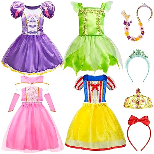 Meland Princess Dress Up - Princess Dress for Girls with Princess Toys, Christmas Birthday Gift for Toddler Girls Age 3-8