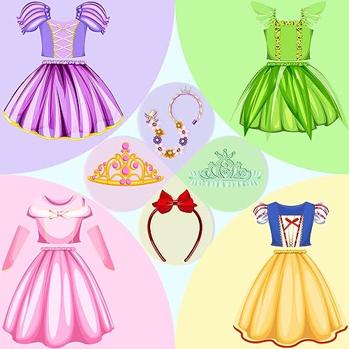 Meland Princess Dress Up - Princess Dress for Girls with Princess Toys, Christmas Birthday Gift for Toddler Girls Age 3-8