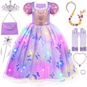 meland princess dresses for girls - light up princess costume for little girls, halloween costumes for girls toddler age 3-8