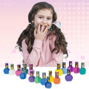 Townley Girl Disney Princess Belle 18 Pcs Non-Toxic Peel-Off Water-Based Safe Quick Dry Nail Polish Kit| Birthday Gift Nail Paint Set for Girls, Glittery and Opaque Colors| Kids Ages 3+