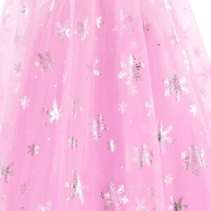 Party Chili Pink Princess Dress Costumes Birthday Dress Up for Little Girls with Crown,Mace,Gloves Accessories