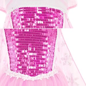 Party Chili Pink Princess Dress Costumes Birthday Dress Up for Little Girls with Crown,Mace,Gloves Accessories