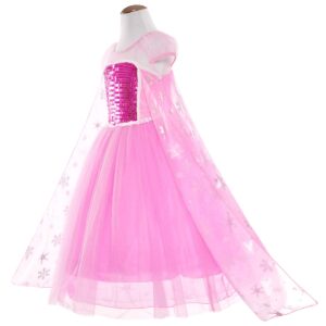 Party Chili Pink Princess Dress Costumes Birthday Dress Up for Little Girls with Crown,Mace,Gloves Accessories