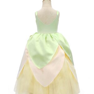 TYHTYM Princess Costumes Little Girls Dress Up Fancy Halloween Christmas Party (Tiana, 4-5T)