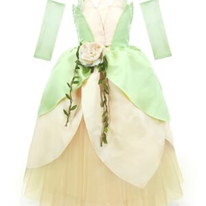 TYHTYM Princess Costumes Little Girls Dress Up Fancy Halloween Christmas Party (Tiana, 4-5T)