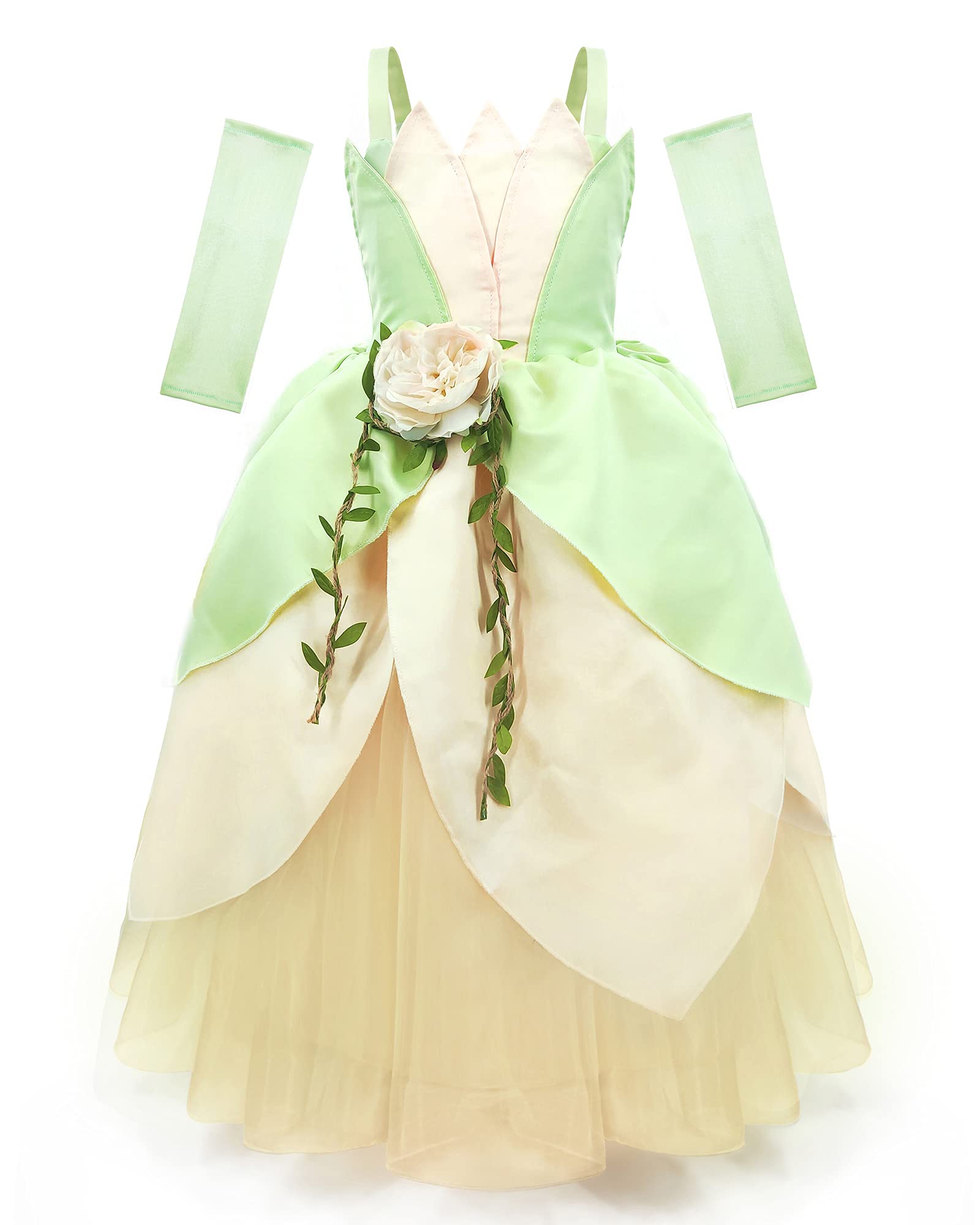 TYHTYM Princess Costumes Little Girls Dress Up Fancy Halloween Christmas Party (Tiana, 4-5T)