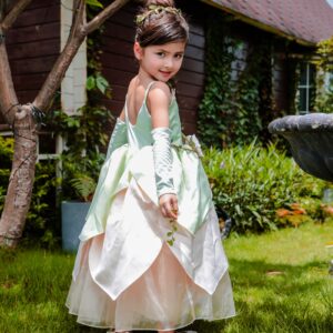 TYHTYM Princess Costumes Little Girls Dress Up Fancy Halloween Christmas Party (Tiana, 4-5T)