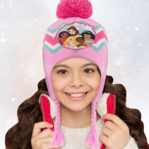 Disney Girls Princess Hat And Kids Gloves Set For Ages 4-7, Pink/Punch Pink