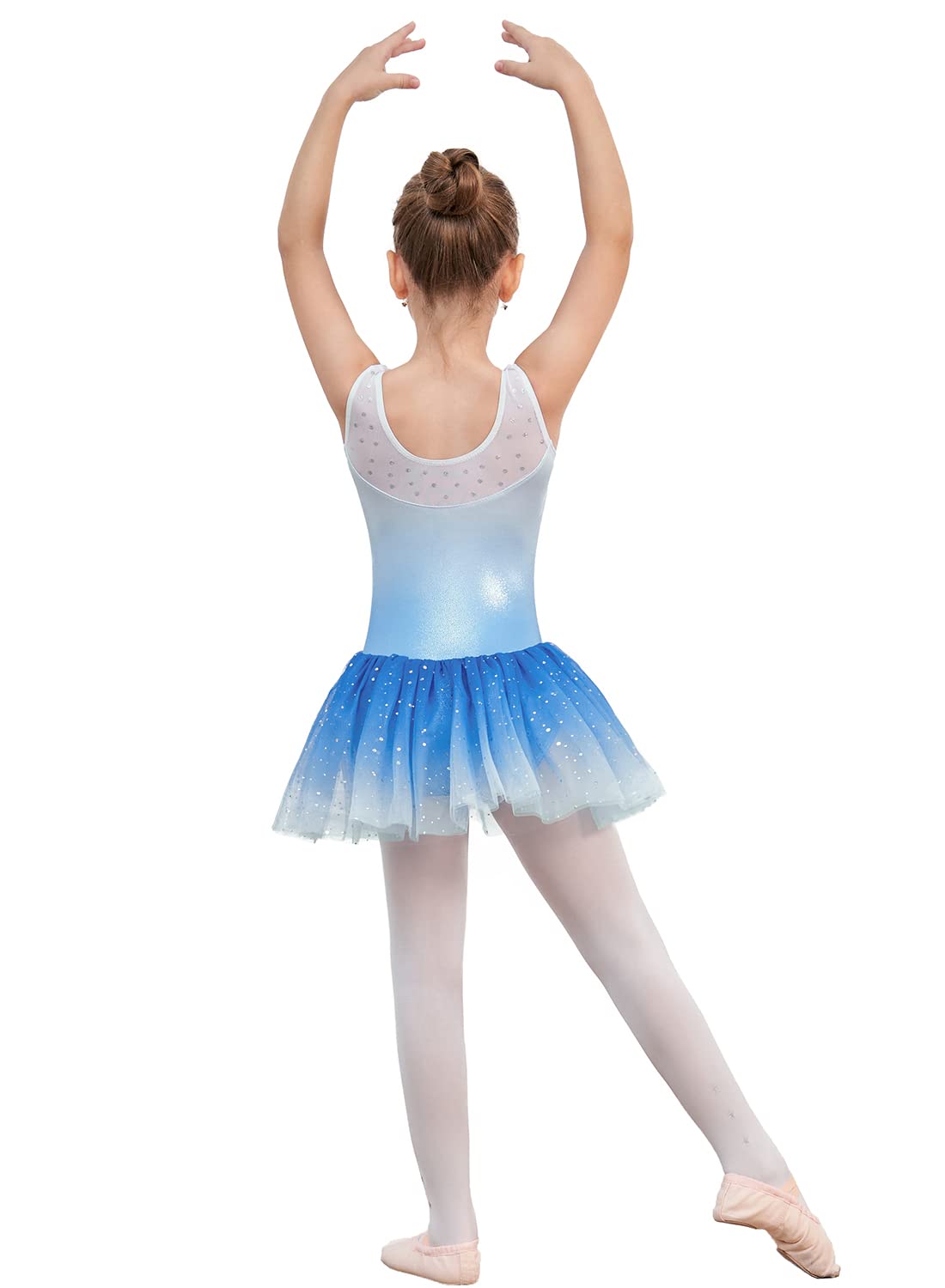 EQSJIU Dance Leotards For Girls With Tutu Ballet Skirts Dresses Gymnastics 3t 4t Blue Snowflake Diamond Gradient Colors White 3-4t Cute Princess Dress