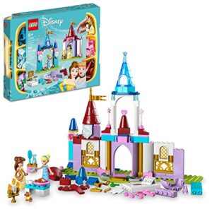 lego disney princess creative castles 43219​, toy castle playset with belle and cinderella mini-dolls and bricks sorting box, travel toys for girls and boys, sensory toy for kids ages 6+