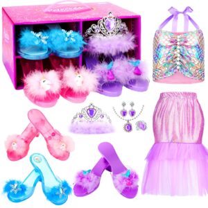 mastom princess dress up shoes set, dress up toys jewelry boutique set, princess dress up clothes with mermaid unicorn ice princess shoes, gifts for girls 3 4 5 6 year old