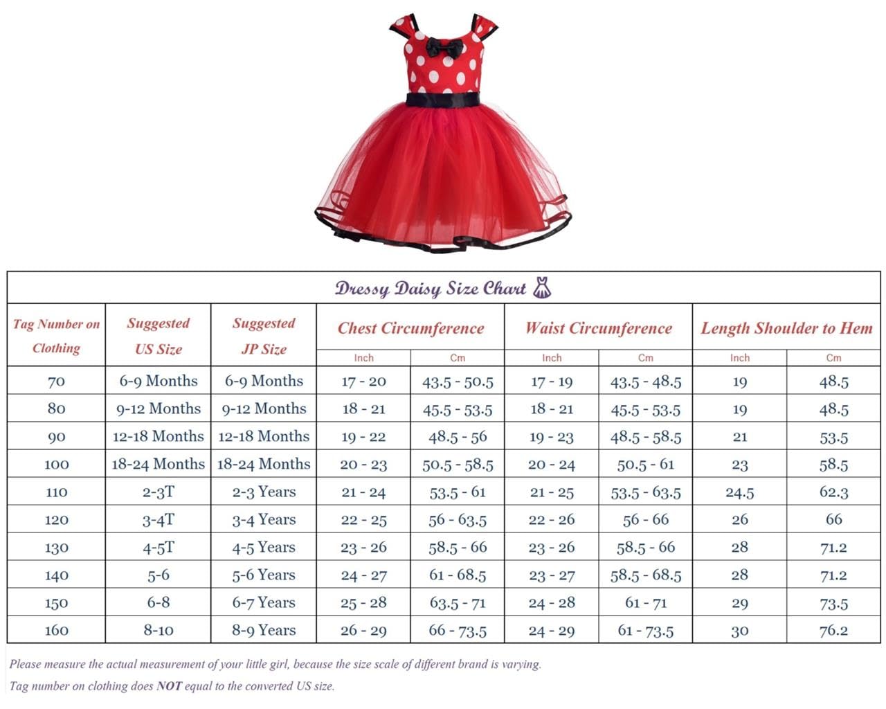 Dressy Daisy Little Girl Polka Dots Fancy Dress Up Costume Birthday Party Tulle Dresses with Headband Size 5-6 Red 203