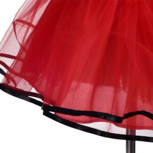 Dressy Daisy Little Girl Polka Dots Fancy Dress Up Costume Birthday Party Tulle Dresses with Headband Size 5-6 Red 203