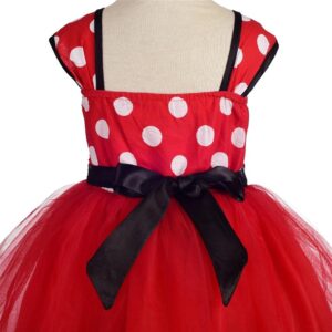 Dressy Daisy Little Girl Polka Dots Fancy Dress Up Costume Birthday Party Tulle Dresses with Headband Size 5-6 Red 203