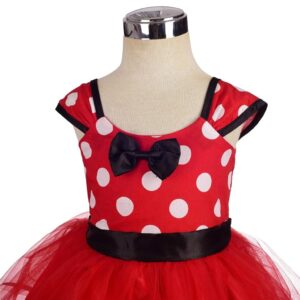 Dressy Daisy Little Girl Polka Dots Fancy Dress Up Costume Birthday Party Tulle Dresses with Headband Size 5-6 Red 203