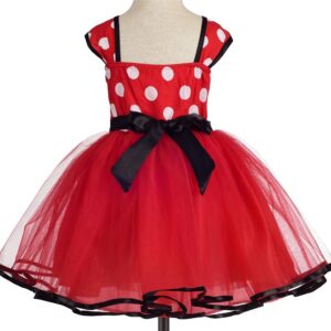 Dressy Daisy Little Girl Polka Dots Fancy Dress Up Costume Birthday Party Tulle Dresses with Headband Size 5-6 Red 203