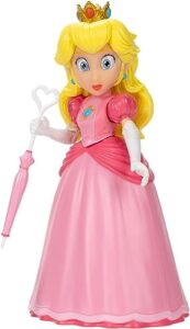 the super mario bros. movie - 5 inch action figure series 1 – princess peach figure with umbrella accessory