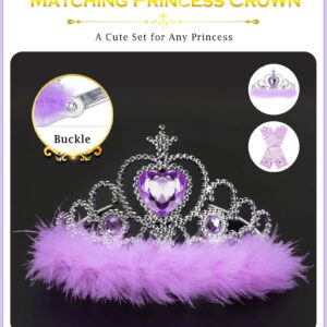 Princess Dress Up Accessories Princess Gloves, BIBUTY 7pcs Dress Up Set for Toddler Girls with Princess Crown, Wand, Gloves, Necklace, Earrings, Bracelet and Ring, Costume Toys for 3-6 yr Little Girls