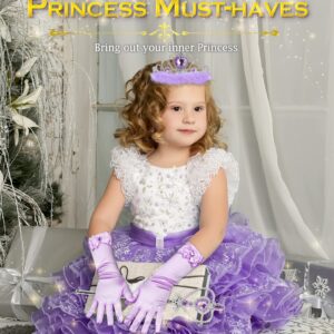 Princess Dress Up Accessories Princess Gloves, BIBUTY 7pcs Dress Up Set for Toddler Girls with Princess Crown, Wand, Gloves, Necklace, Earrings, Bracelet and Ring, Costume Toys for 3-6 yr Little Girls