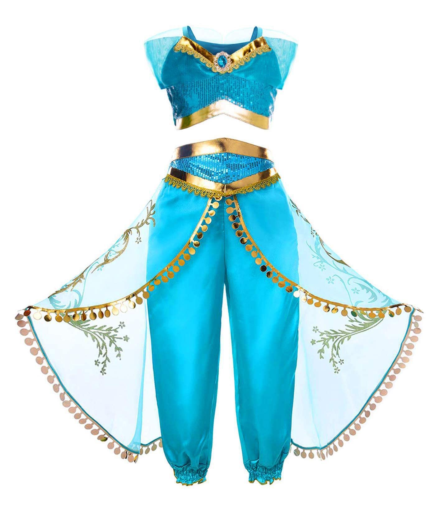 KuKiee Girls Princess Costume Halloween Cosplay Party Dress Up (5-6/120, Blue with Accessories)