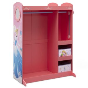 disney princess dress & play boutique - pretend play costume storage closet/wardrobe for kids with mirror & shelves by delta children, pink