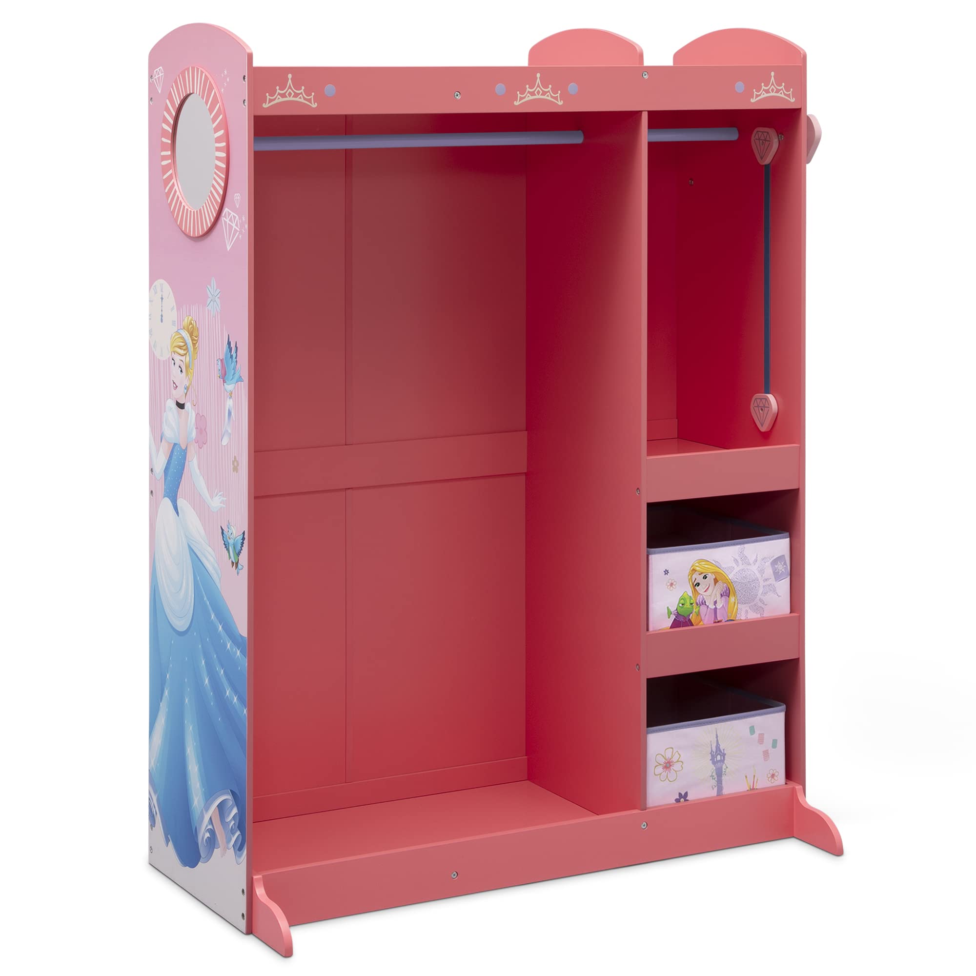 Disney Princess Dress & Play Boutique - Pretend Play Costume Storage Closet/Wardrobe for Kids with Mirror & Shelves by Delta Children, Pink