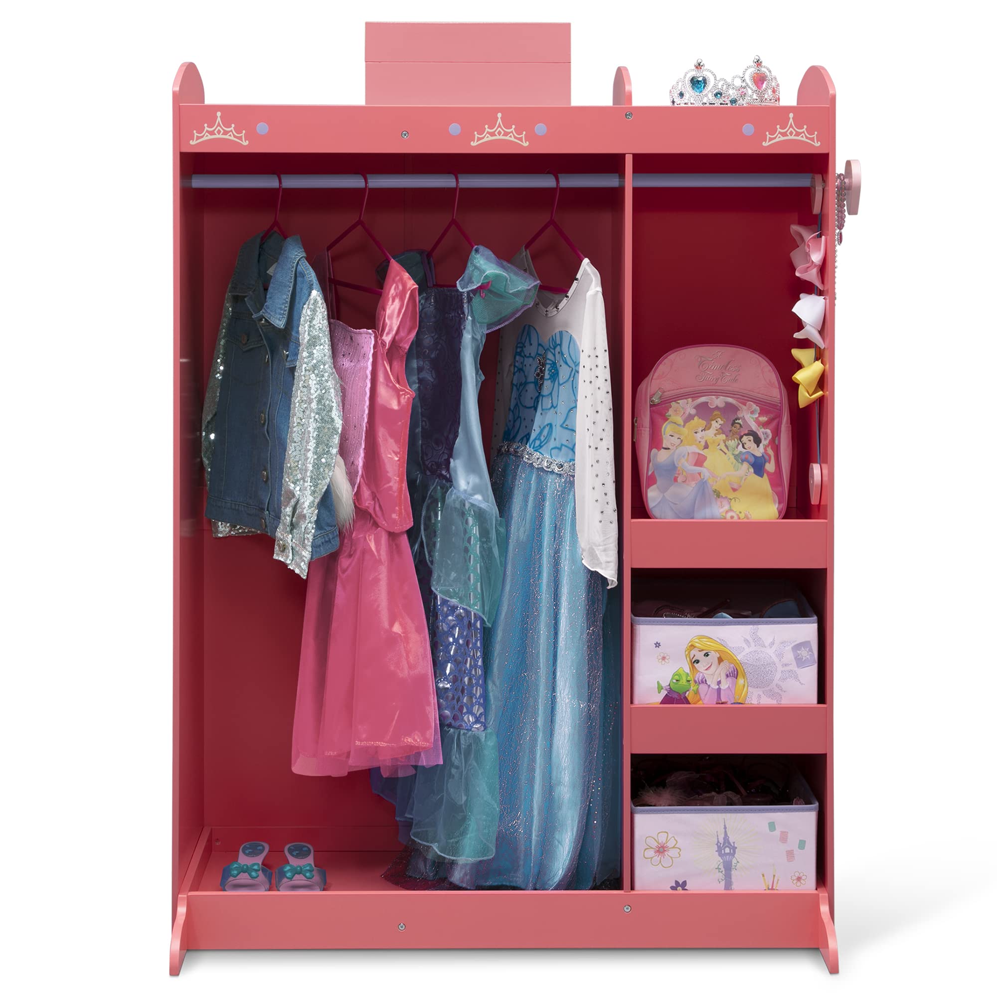 Disney Princess Dress & Play Boutique - Pretend Play Costume Storage Closet/Wardrobe for Kids with Mirror & Shelves by Delta Children, Pink