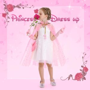 Fedio Princess Cape Set,12Pcs Princess Dress up Clothes for Little Girl, Princess Dresses for Girl 3-8 Years Birthday Gift