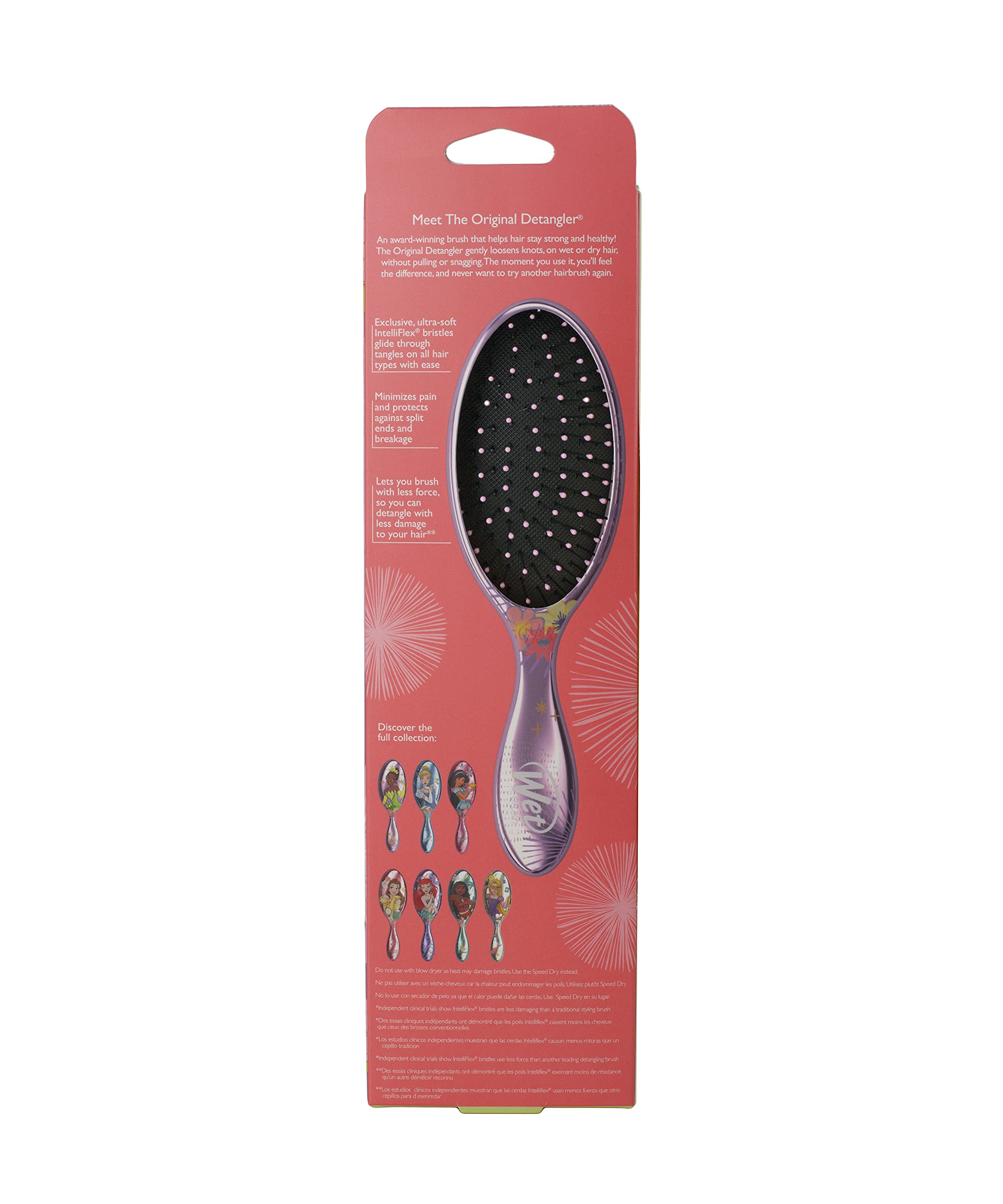 Wet Brush Disney Original Detangler Brush Princess Wholehearted - Tiana, Light Purple - All Hair Types - Ultra-Soft IntelliFlex Bristles Glide Through Tangles with Ease