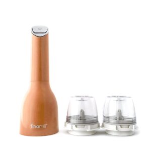 finamill's award-winning battery operated salt and pepper grinder set - adjustable coarseness, ceramic grinding elements, led light, 2 quick-change proplus pods - perfect for home cooking & gifting