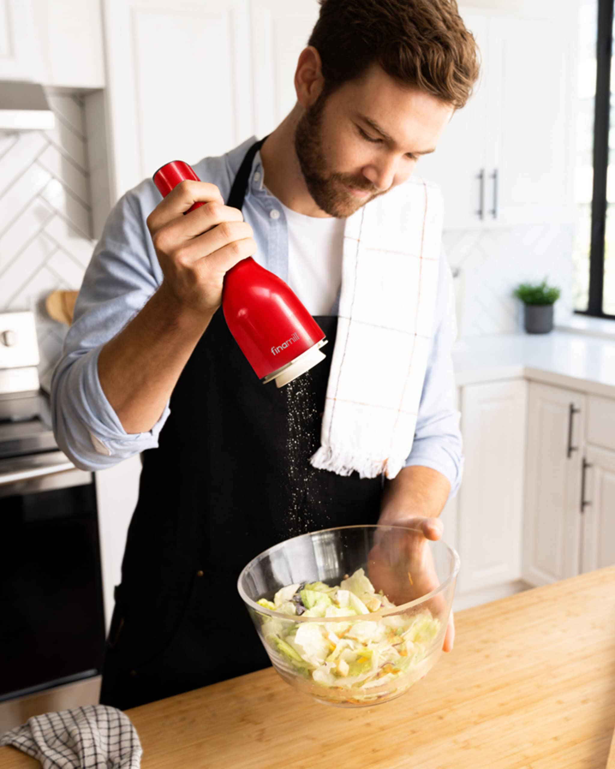 FinaMill's Award-Winning Battery Operated Salt and Pepper Grinder Set - Adjustable Coarseness, Ceramic Grinding Elements, LED Light, 2 Quick-Change ProPlus Pods - Perfect for Home Cooking & Gifting