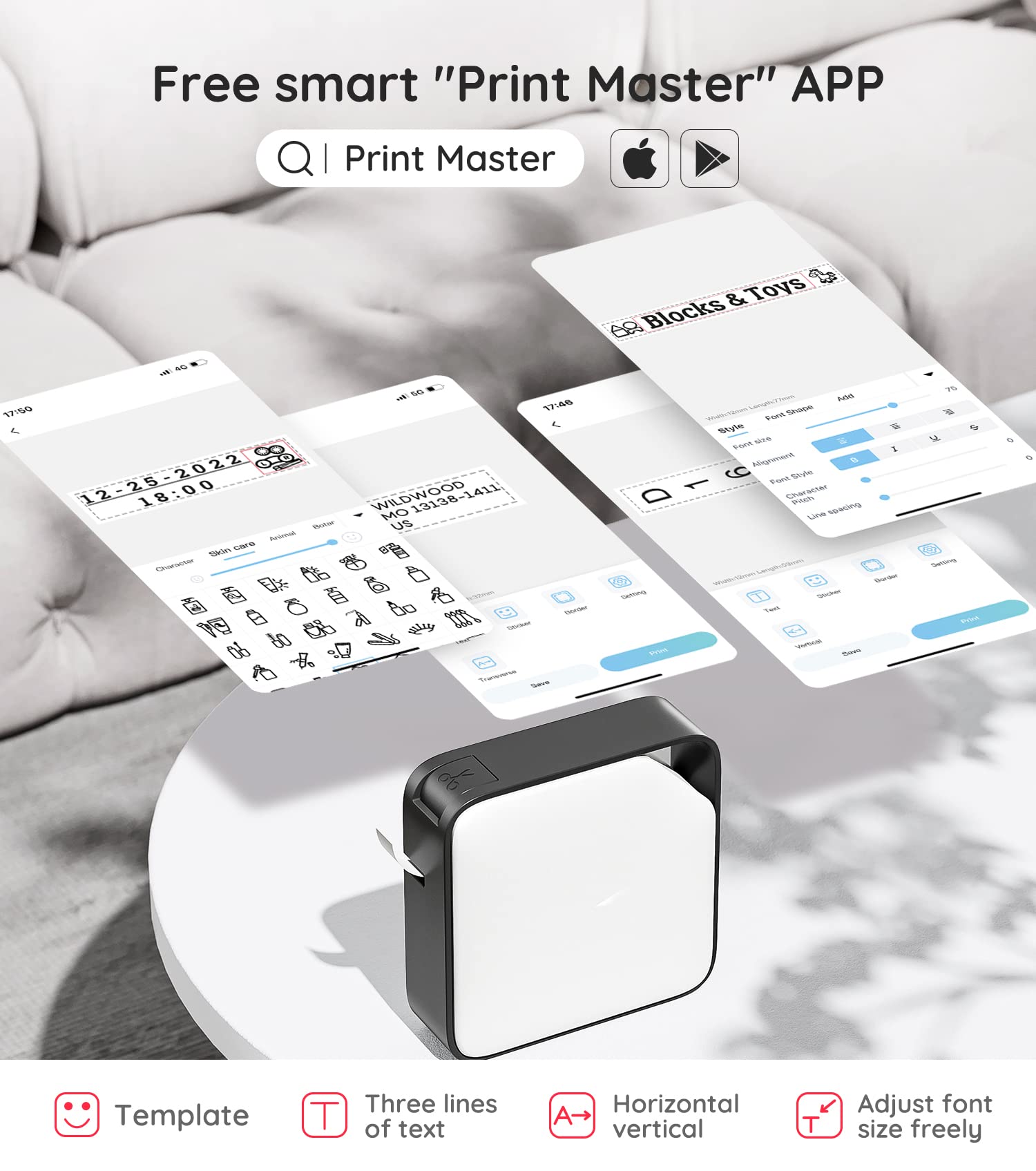 Vixic Label Maker Machine D1600, Portable Bluetooth Label Maker and Printer, Mini Sticker Labeler Compatible with Android & iOS Phone for organizing, Easy to Use Inkless Rechargeable, White-Black