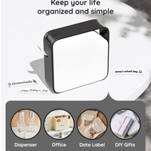 Vixic Label Maker Machine D1600, Portable Bluetooth Label Maker and Printer, Mini Sticker Labeler Compatible with Android & iOS Phone for organizing, Easy to Use Inkless Rechargeable, White-Black