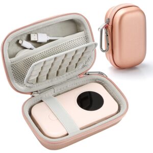 hard travel carrying case for phomemo d30 label maker portable mini thermal label printer and it's accessories, protective storage bag - rose gold