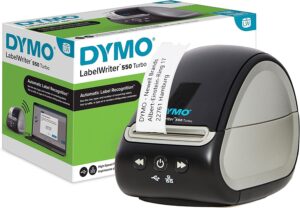 dymo labelwriter 550 turbo direct thermal label maker - usb and lan connectivity - print up to 90 labels per minute, 300 dpi, auto label recognition, monochrome printer - broage printer_cable