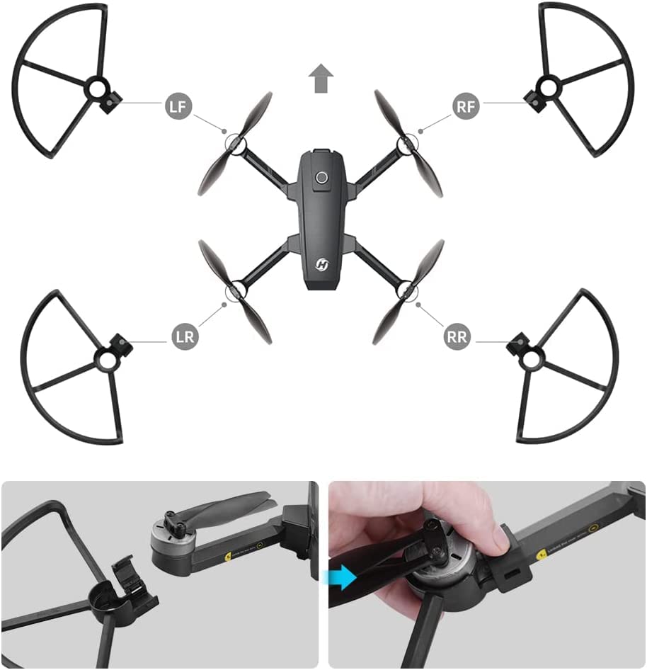 HS720 /HS720E Drone Accessories,Foldable Extended Landing Gear Leg Extension Protector Landing Stand + Propeller Blades Protection Guard Cover For Holy Stone HS720/HS720E Platinum Drone