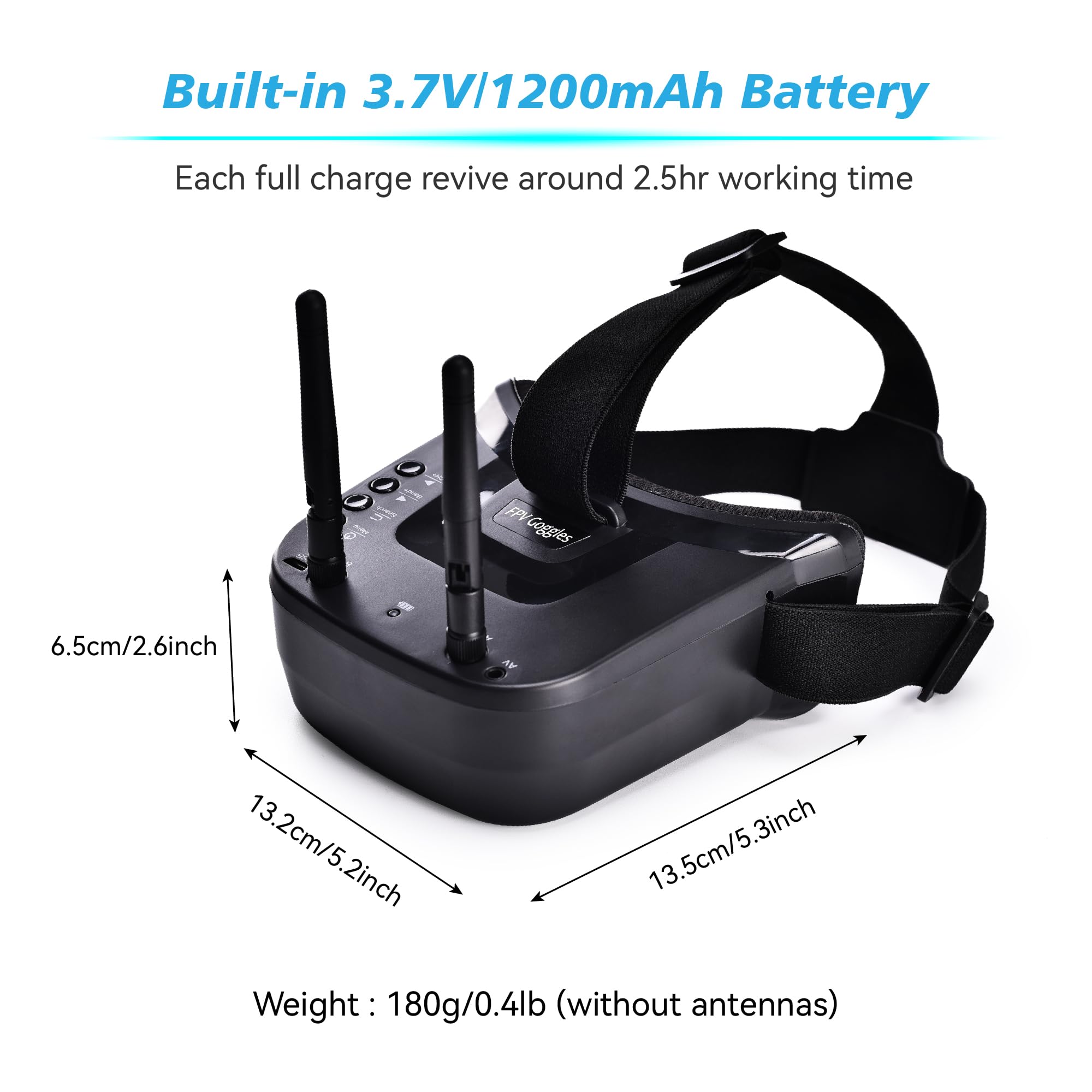 5.8G FPV Goggles with Antennas: 3 Inch Screen 5.8G 40CH Build in Battery Video Headset for Analog FPV camera and Transmitter FPV Drone RC Car Airplane RC Hobbies by Speedybee