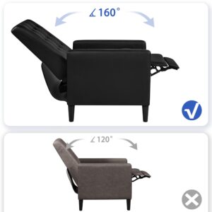 Yaheetech Faux Leather Recliner Sofa Mid-Century Modern Single Reclining Chair Adjustable Back & Footrest Tufted Upholstered Sofa with Pocket Spring Living Room Bedroom Home Theater 2 Pieces Black