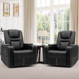 yitahome recliner chair set of 2，swivel glider rocker recliner with cup holders, home theater seating soft with hidden arm storage, reclining chairs for movie room