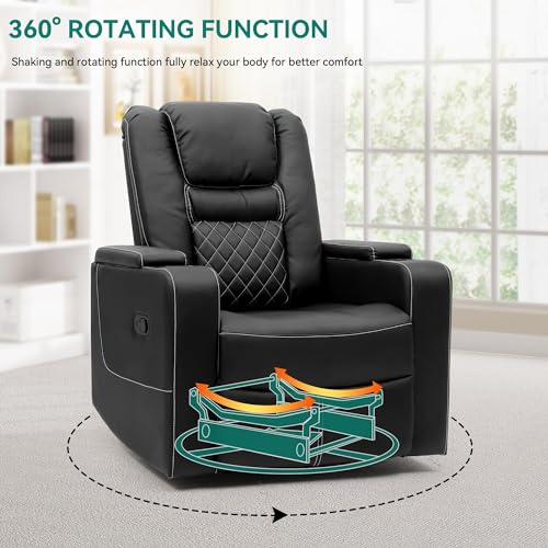 YITAHOME Recliner Chair Set of 2，Swivel Glider Rocker Recliner with Cup Holders, Home Theater Seating Soft with Hidden Arm Storage, Reclining Chairs for Movie Room