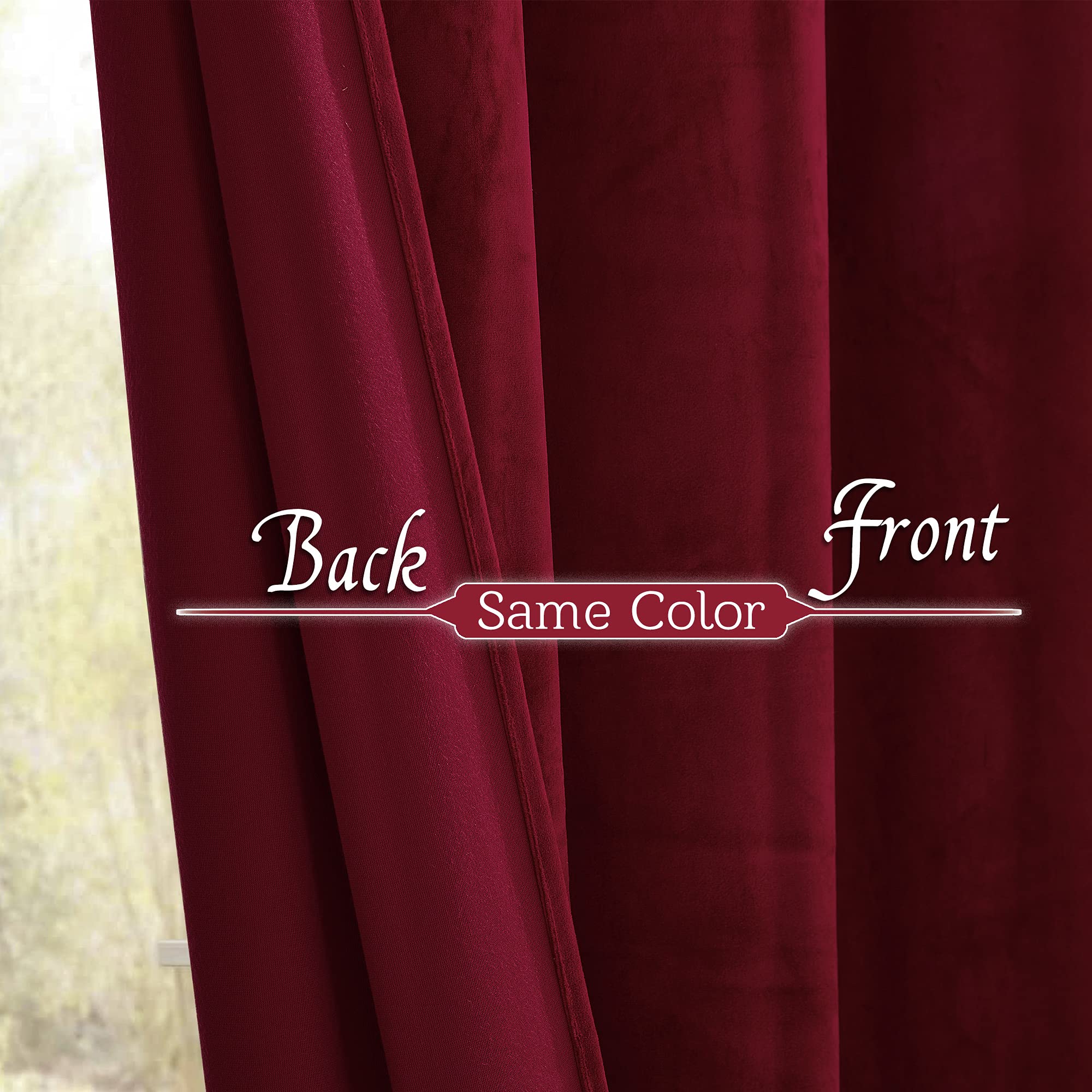 RYB HOME Red Velvet Curtains 108 inch for Theater, Room Darkeing Velvet Drapes Elegant Holiday Decoration for Party Family Gathering Chritmas Backdrop for Living Room, W52 x L108 inch, 2 Panels