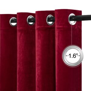 RYB HOME Red Velvet Curtains 108 inch for Theater, Room Darkeing Velvet Drapes Elegant Holiday Decoration for Party Family Gathering Chritmas Backdrop for Living Room, W52 x L108 inch, 2 Panels