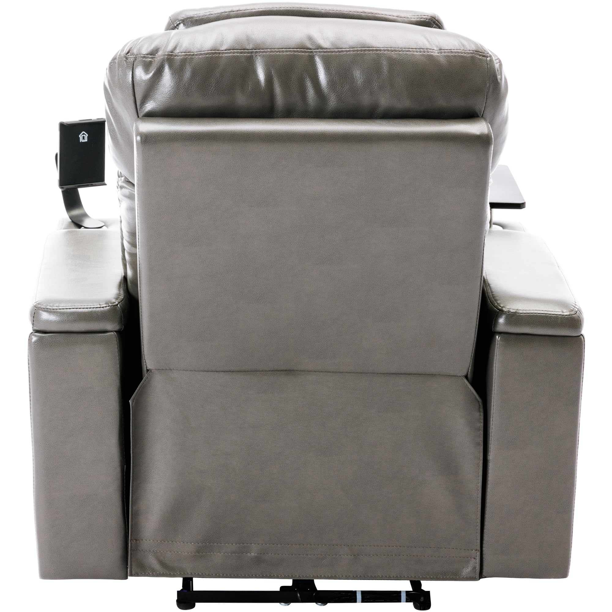 Leather Recliner Chair Power Electric Recliners with Cup Holder and Tray for Adults Theater Seating with USB Charging Port Single Reclining Chair with Hidden Arm Storage for Living Room, Gray