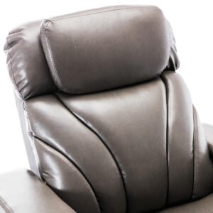 Leather Recliner Chair Power Electric Recliners with Cup Holder and Tray for Adults Theater Seating with USB Charging Port Single Reclining Chair with Hidden Arm Storage for Living Room, Gray