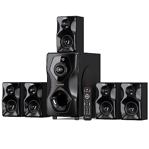 Bobtot Surround Sound Speakers Home Theater Systems - 700 Watts Peak Power 5.1/2.1Wired Stereo Speaker System 5.25" Subwoofer Strong Bass with Bluetooth HDMI ARC Optical Input