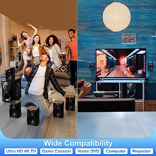 Bobtot Surround Sound Speakers Home Theater Systems - 700 Watts Peak Power 5.1/2.1Wired Stereo Speaker System 5.25" Subwoofer Strong Bass with Bluetooth HDMI ARC Optical Input